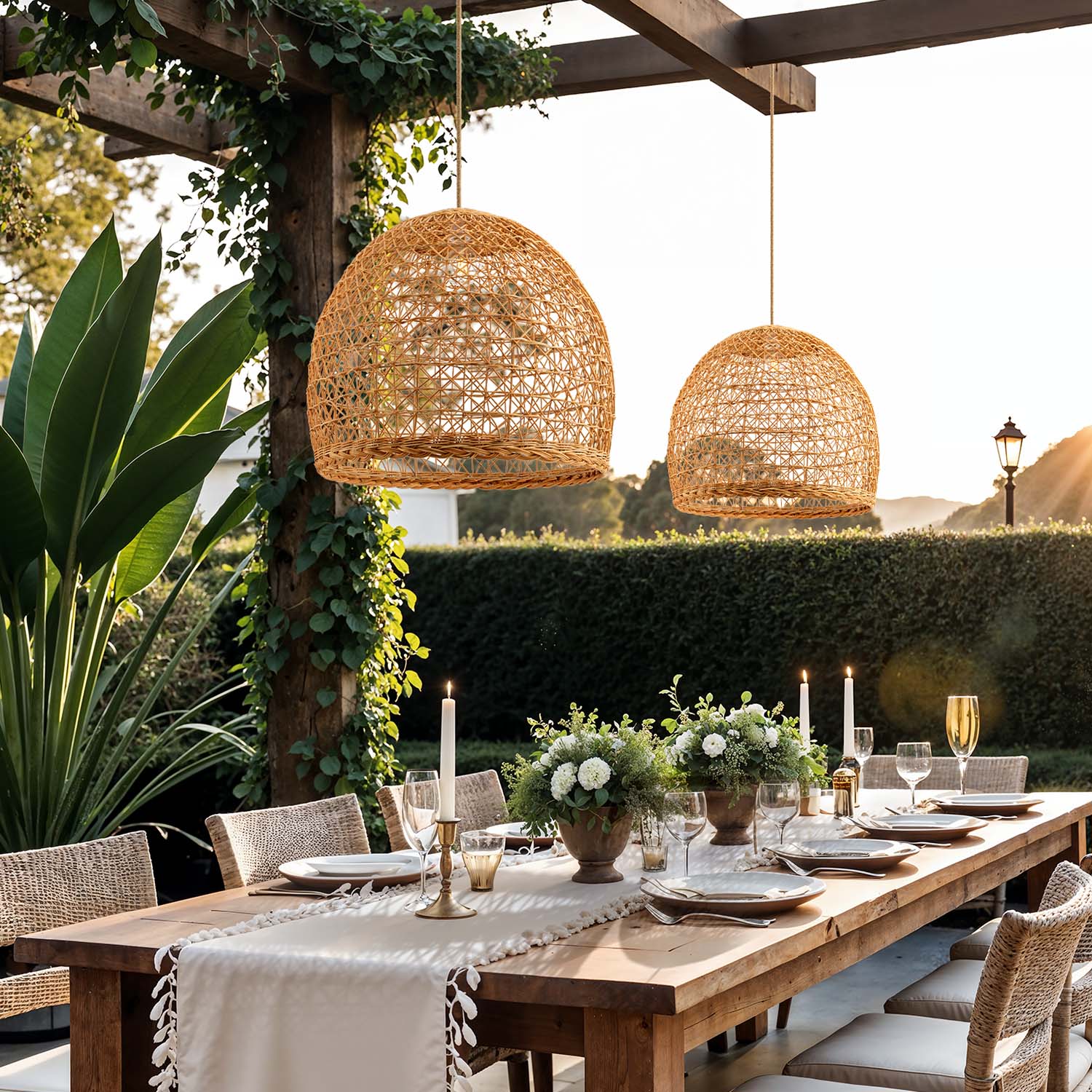 Outdoor Rattan Pendant Light