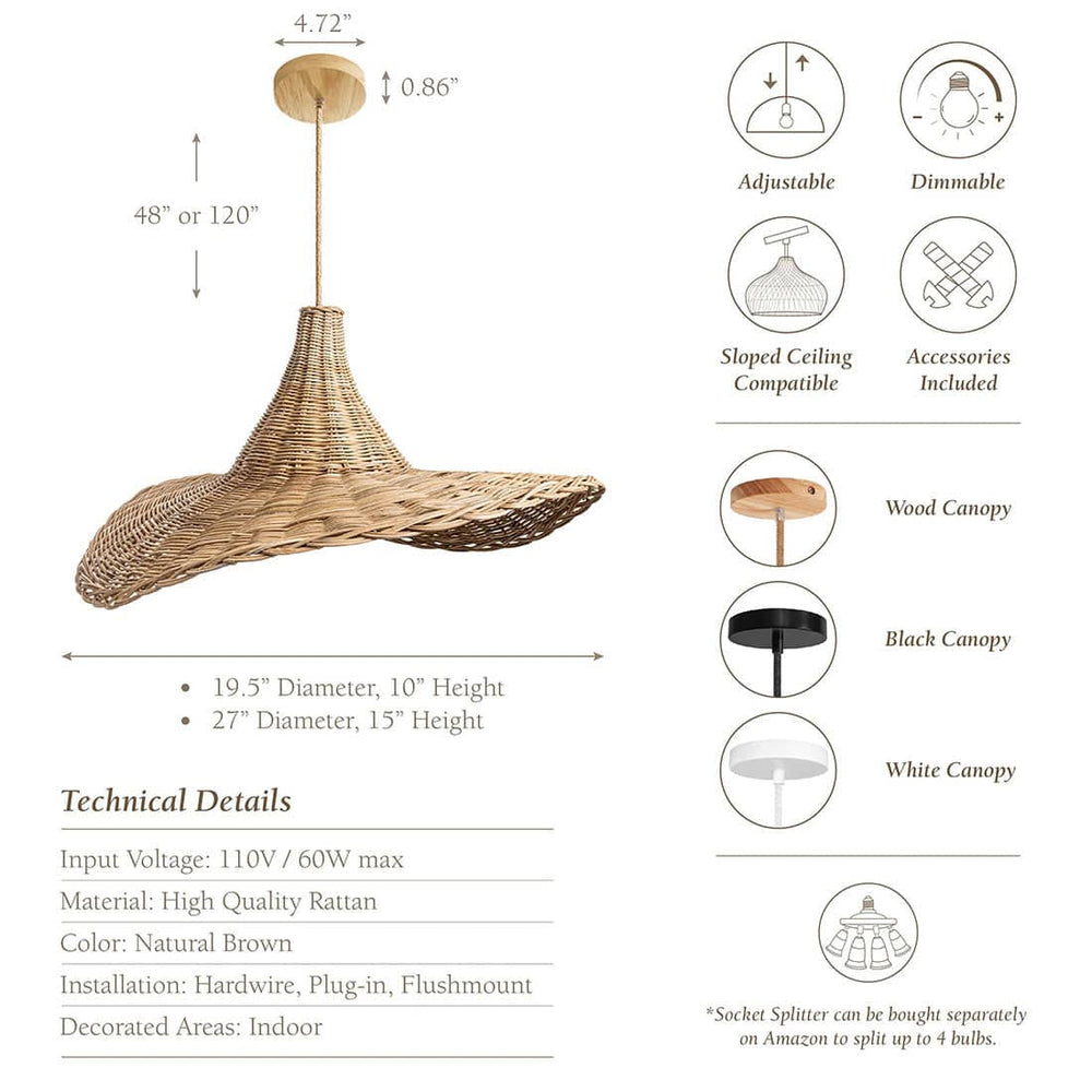 Zen Rattan Pendant Light